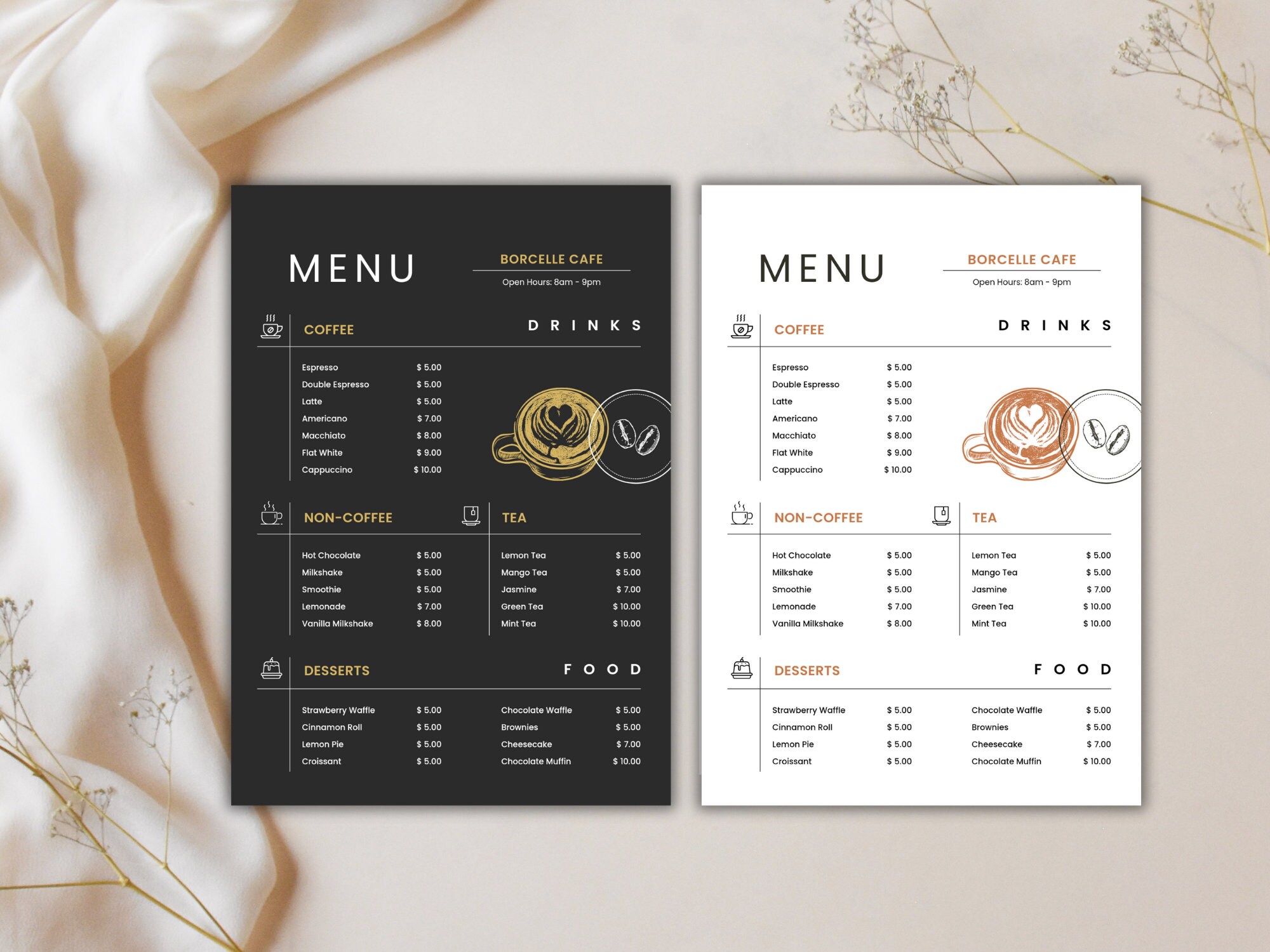 Modern Cafe Menu Card, Drink Menu Template, Wedding Bar Menu, Cocktail ...
