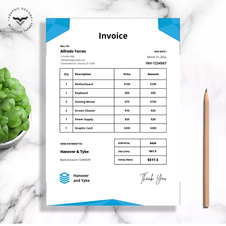 Printable Invoice Template, Invoice Tracker,order Tracker, Sales ...