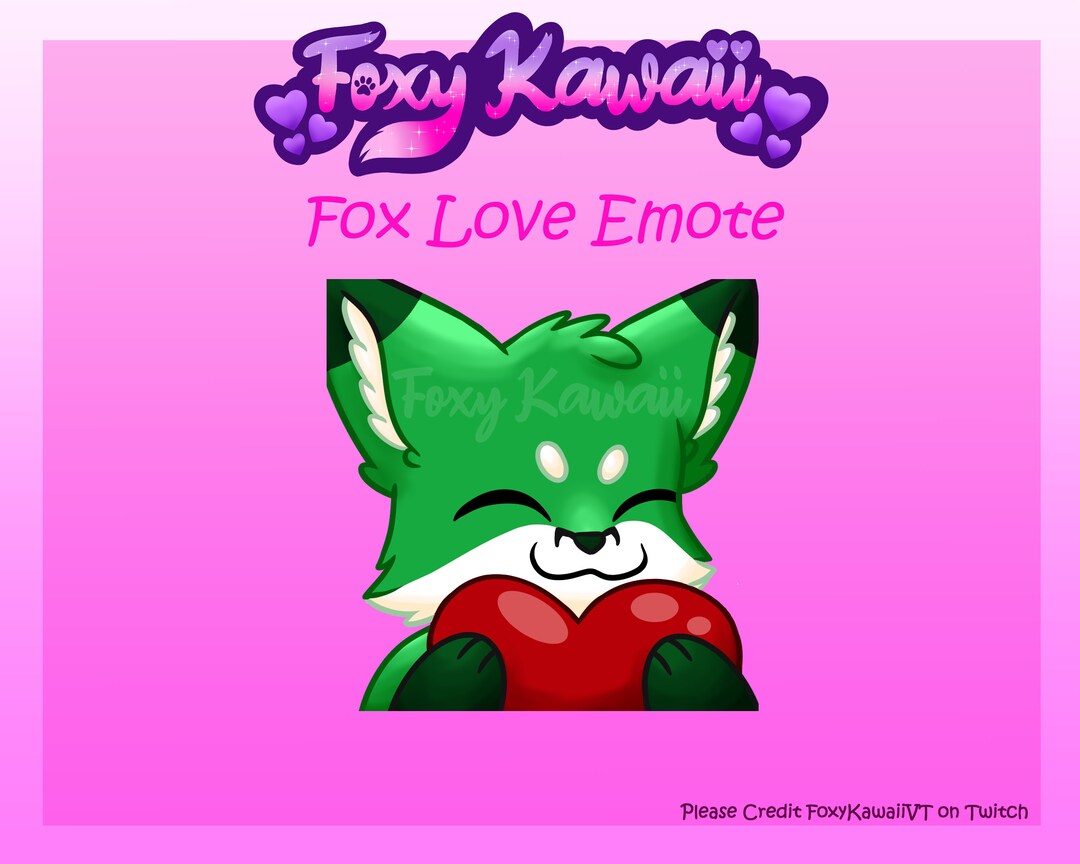 Green Fox Love Emote - Cute Emotes for Twitch/youtube - Subscriber ...