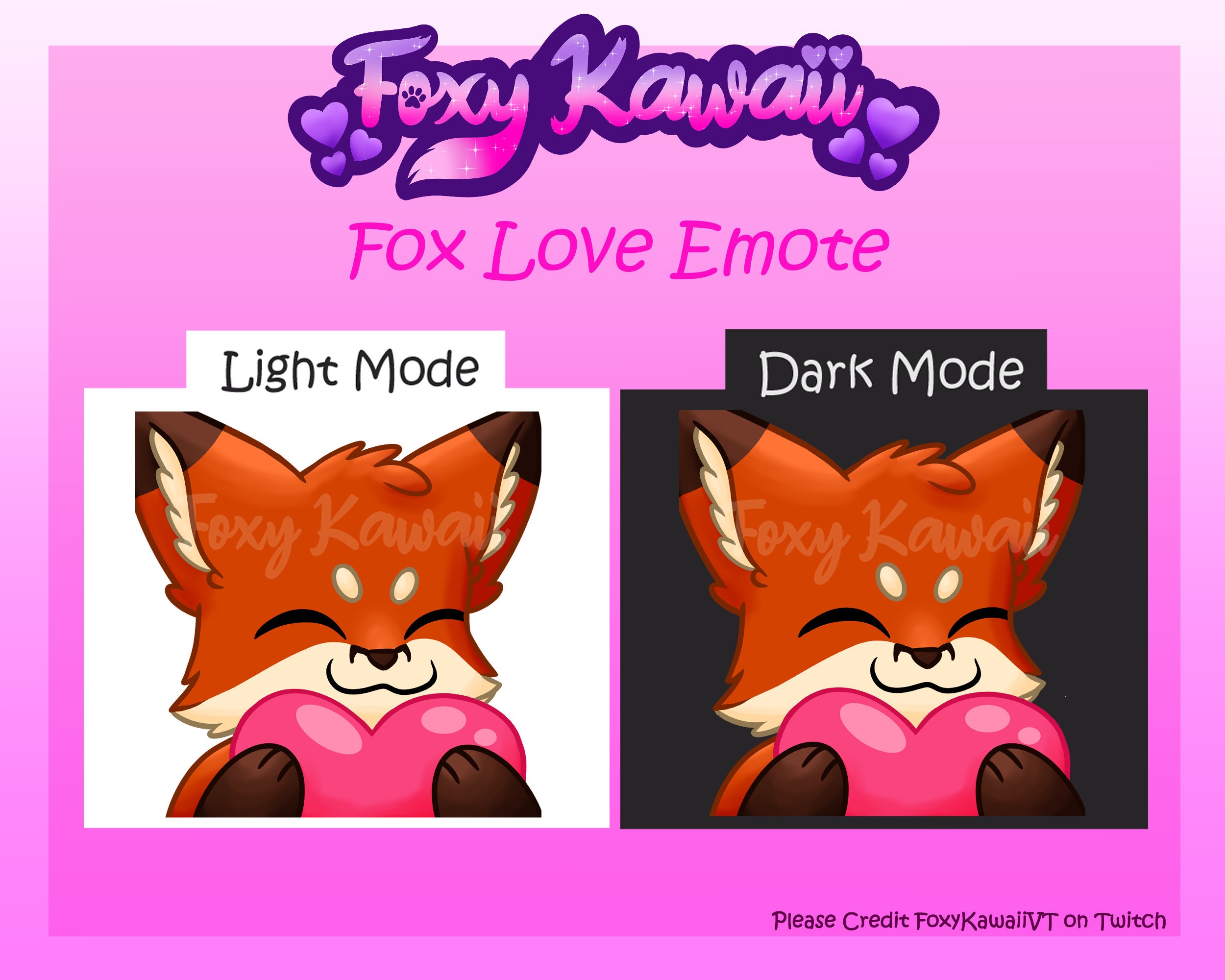 Red Fox Love Emote - Cute Emotes for Twitch/youtube - Subscriber Emotes ...