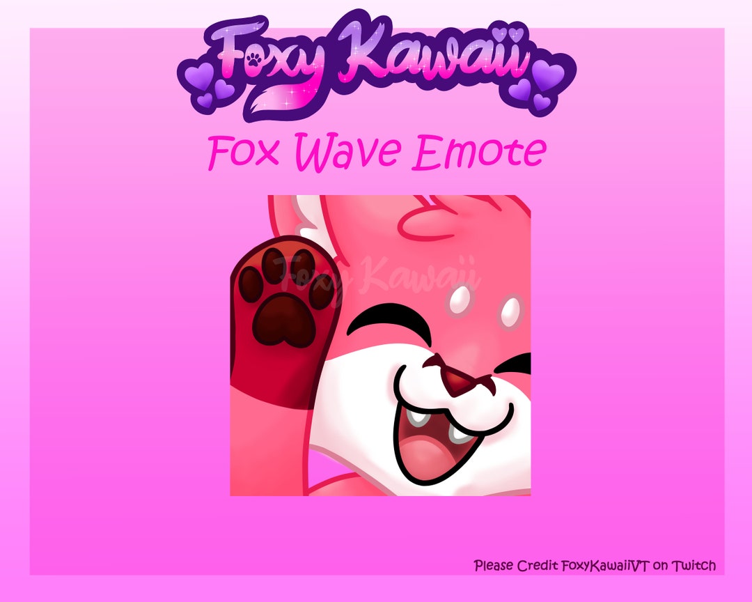 Pink Fox Wave Emote - Cute Emotes for Twitch/youtube - Subscriber ...