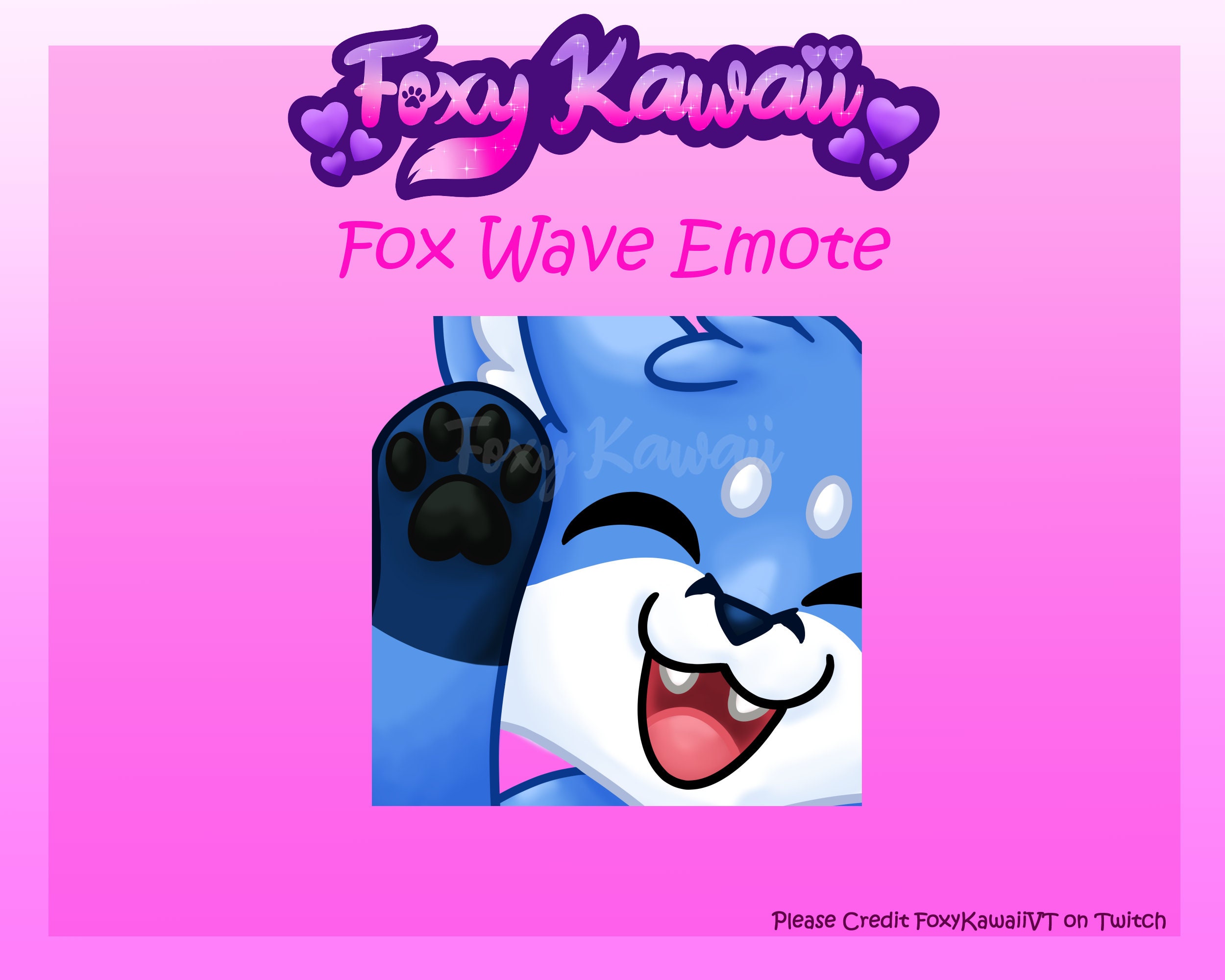 Blue Fox Wave Emote - Cute Emotes for Twitch/youtube - Subscriber ...