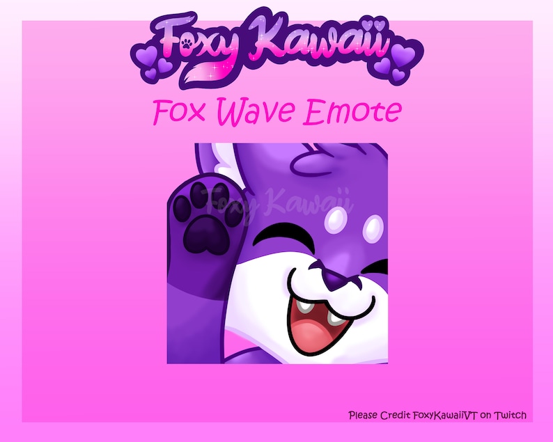 Purple Fox Wave Emote - Cute Emotes for Twitch/youtube - Subscriber ...