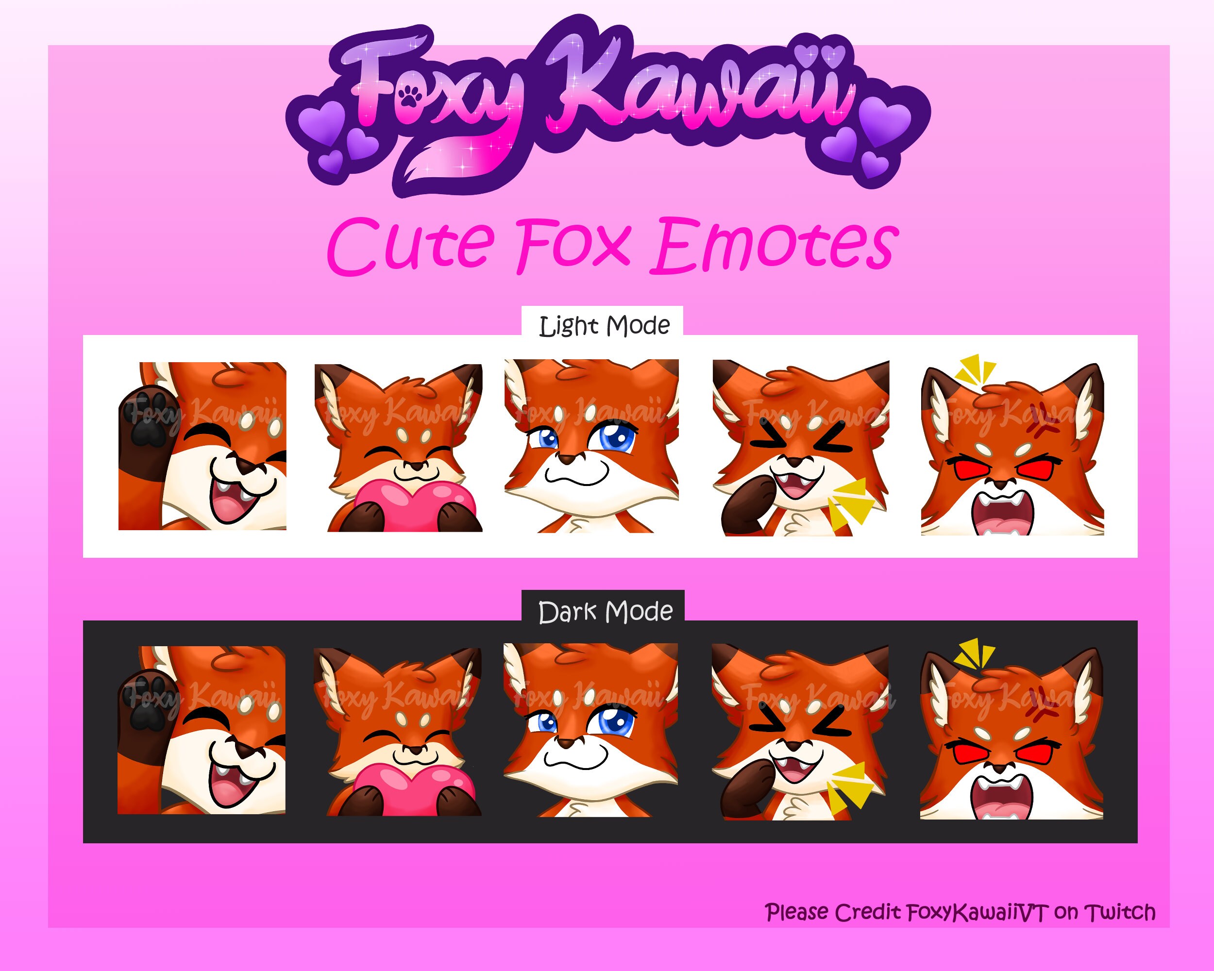 Red Fox Emote Set - Cute Emotes for Twitch/youtube - Subscriber Emotes ...