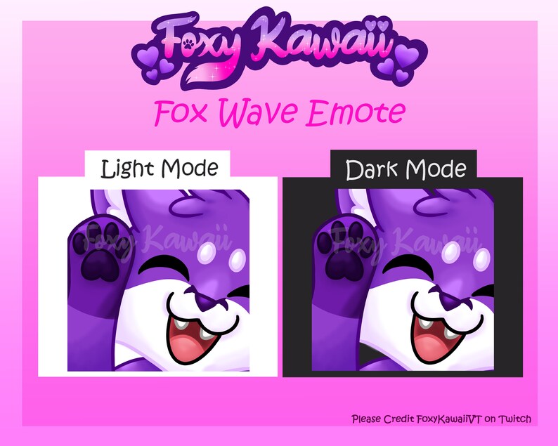 Purple Fox Wave Emote - Cute Emotes for Twitch/youtube - Subscriber ...