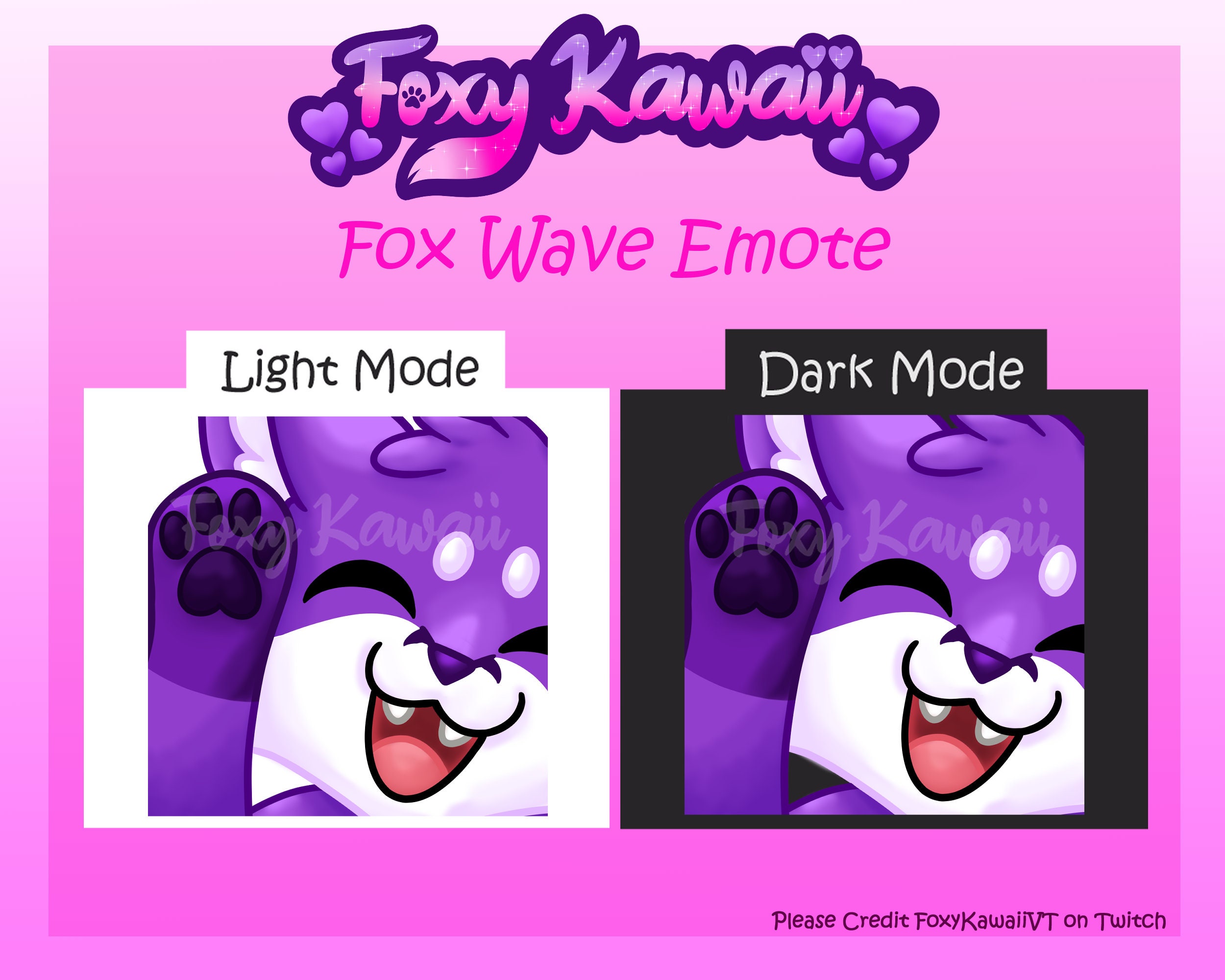 Purple Fox Wave Emote - Cute Emotes for Twitch/youtube - Subscriber ...