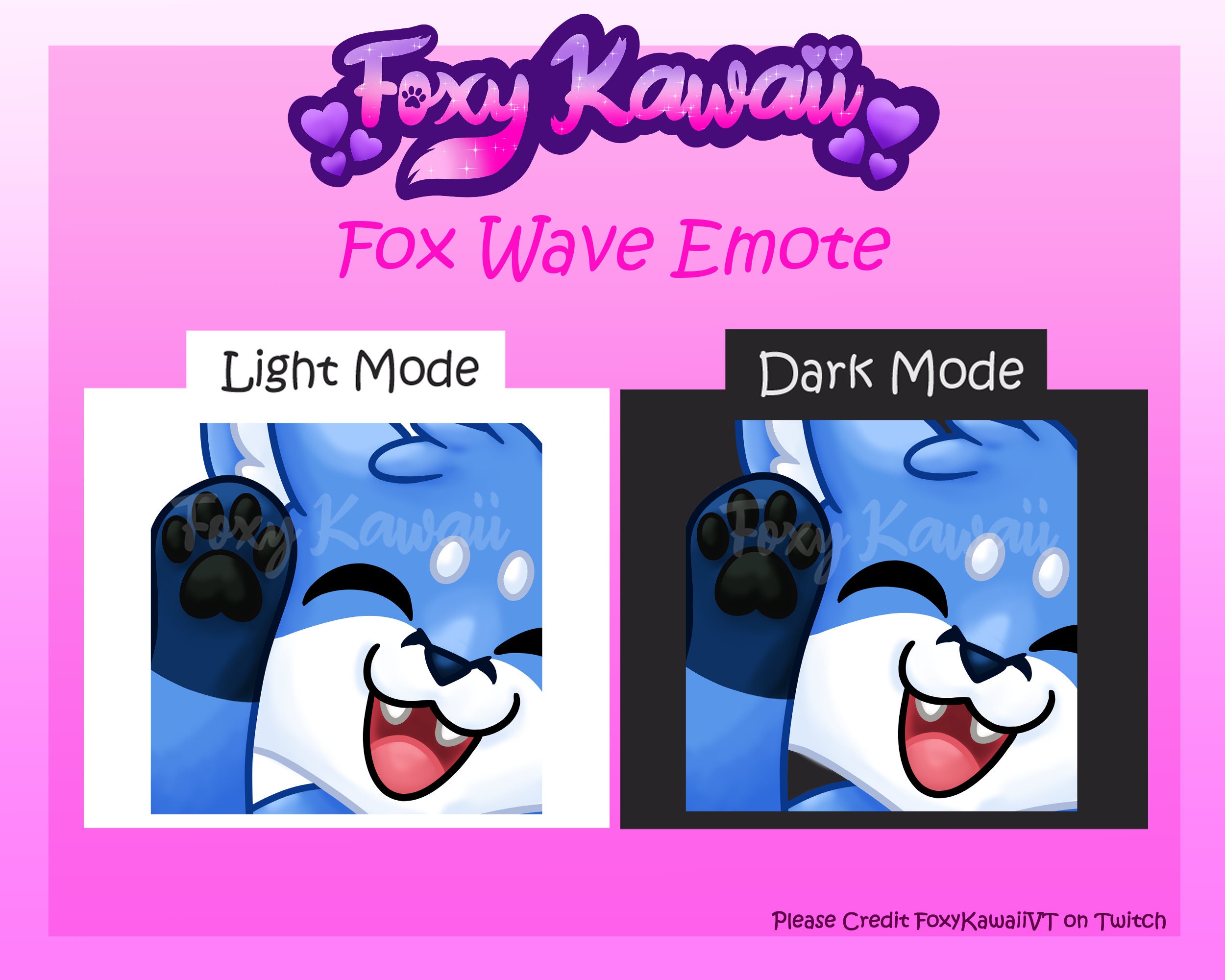 Blue Fox Wave Emote - Cute Emotes for Twitch/youtube - Subscriber ...