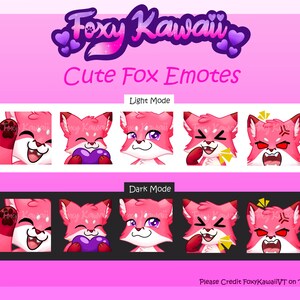 Pink Fox Emote Set - Cute Emotes for Twitch/youtube - Subscriber Emotes ...