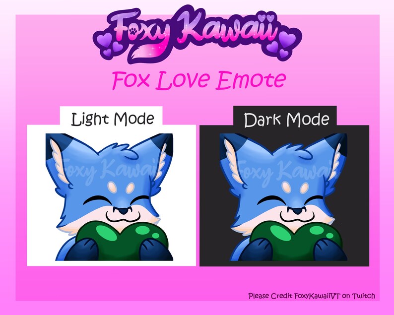 Blue Fox Love Emote - Cute Emotes for Twitch/youtube - Subscriber ...