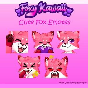 Pink Fox Emote Set - Cute Emotes for Twitch/youtube - Subscriber Emotes ...
