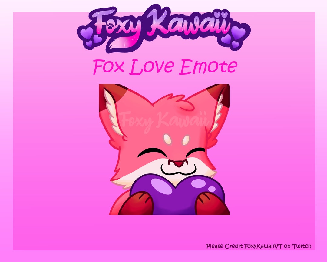Pink Fox Love Emote - Cute Emotes for Twitch/youtube - Subscriber ...