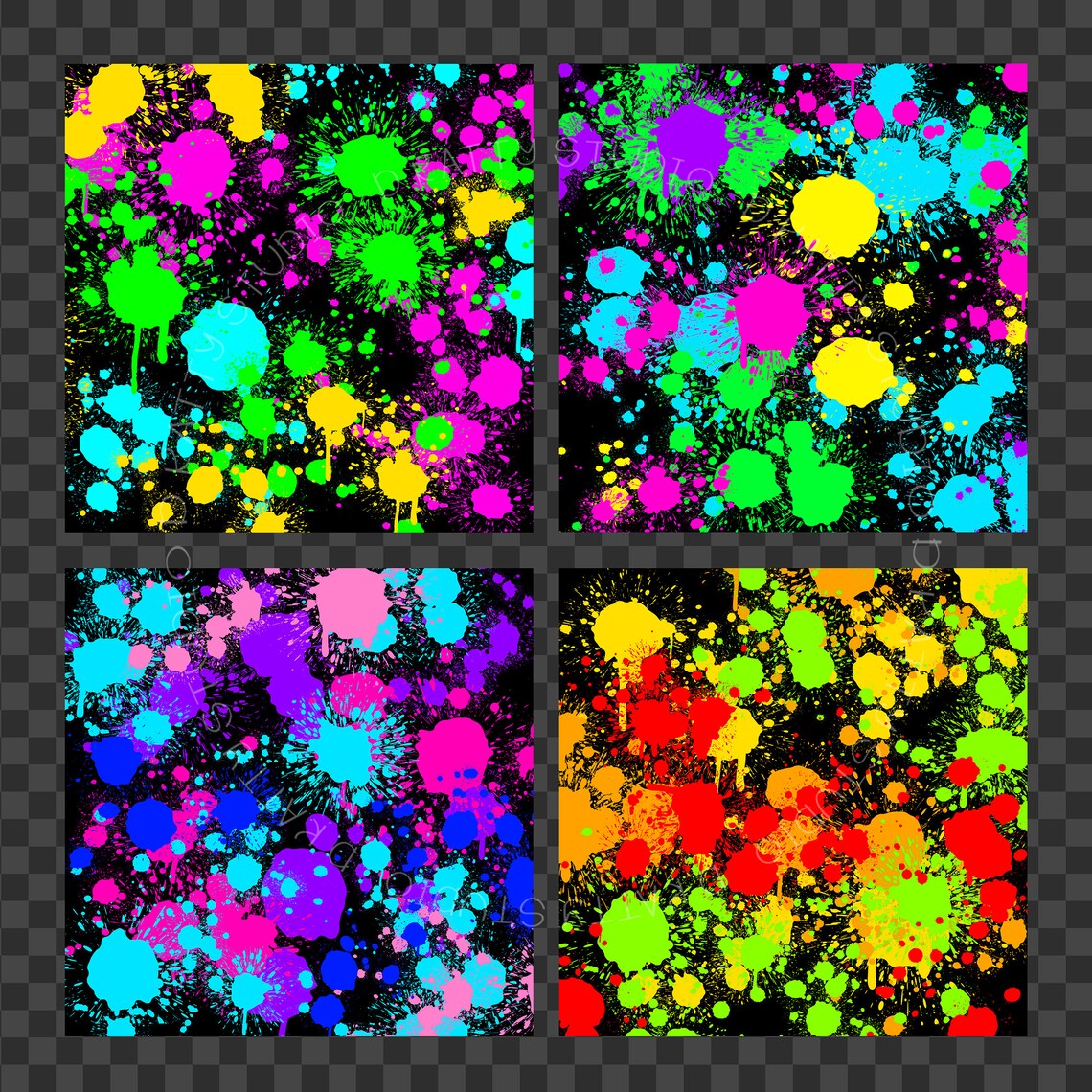 Neon Splash Colors Digital Paper Pack, Bright Colors Scrapbook Paper ...