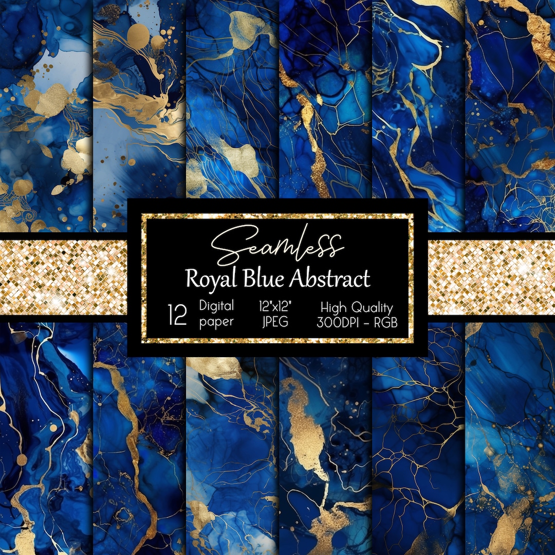 Royal Blue Marble Digital Papers Navy Abstract Seamless Backgrounds ...