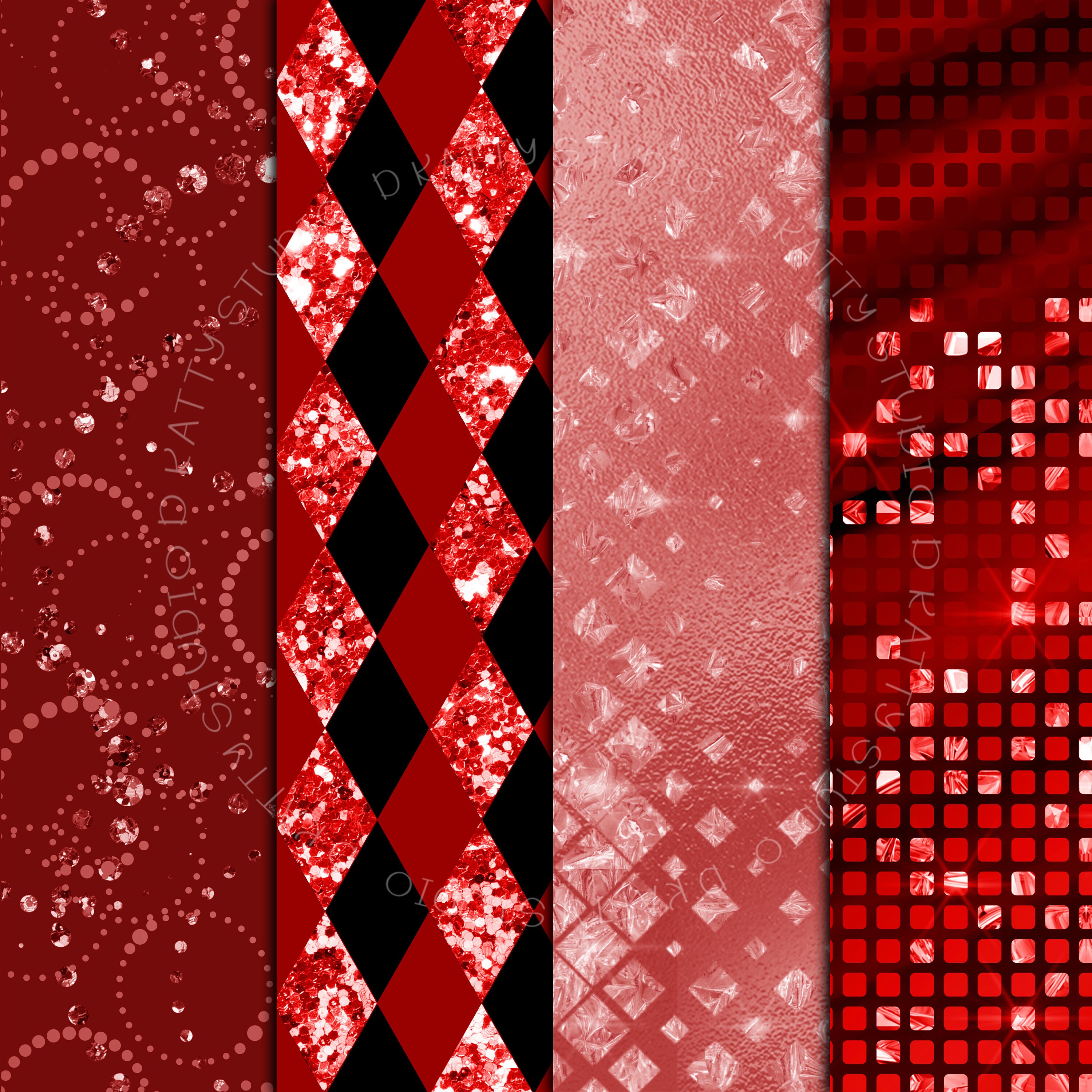 Luxury Shades of Red Digital Paper, Red Glitter Foil, Sequin, Diamond ...