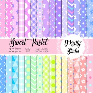 Pastel Colors Digital Paper Pack, 30 Cute Pastels for Baby Shower ...