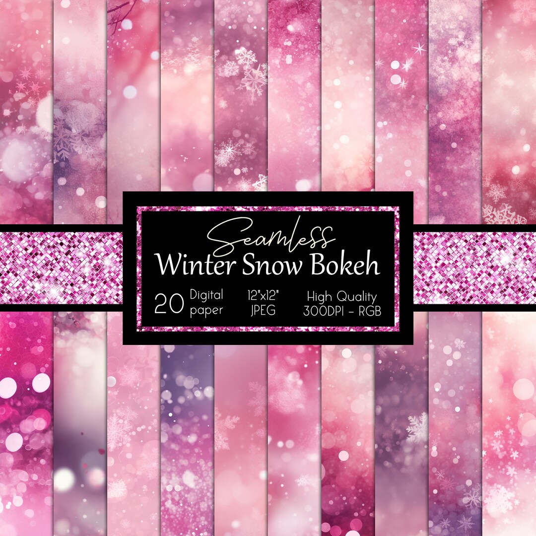 Christmas Snow Bokeh Digital Paper Pack Frozen Snowflake Seamless ...