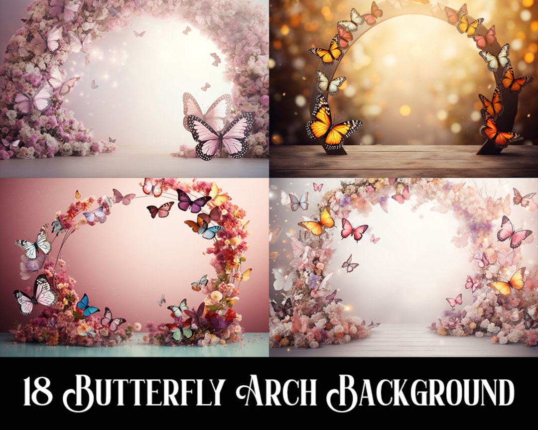 Butterflies Arch Set Model Backdrop Photography Baby Digital Backdrop ...
