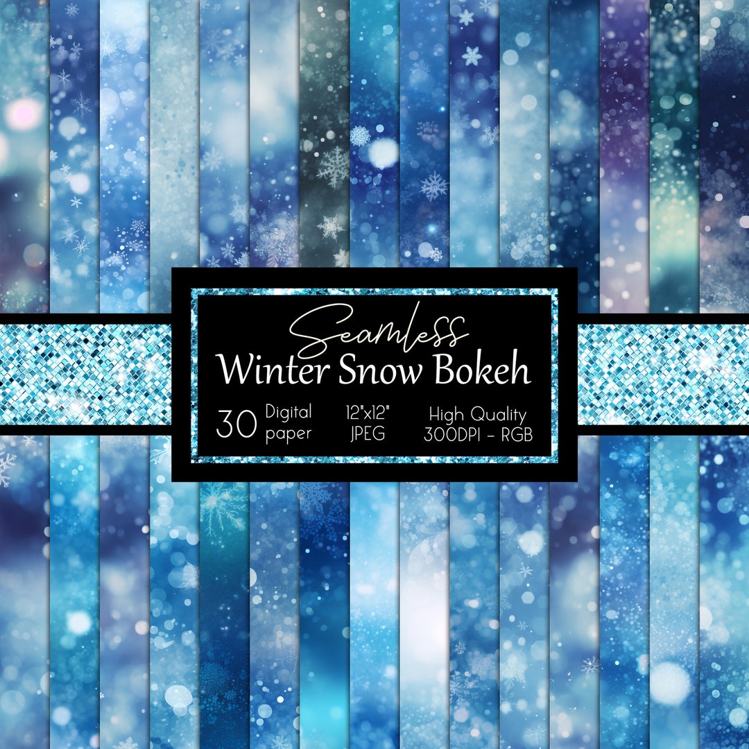 Christmas Snow Bokeh Digital Paper Pack Frozen Snowflake Seamless ...