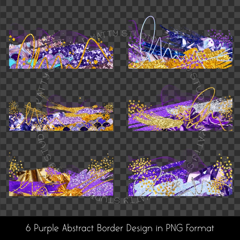 Purple and Gold Abstract Border Clipart - Glitter Border - Clip Art ...