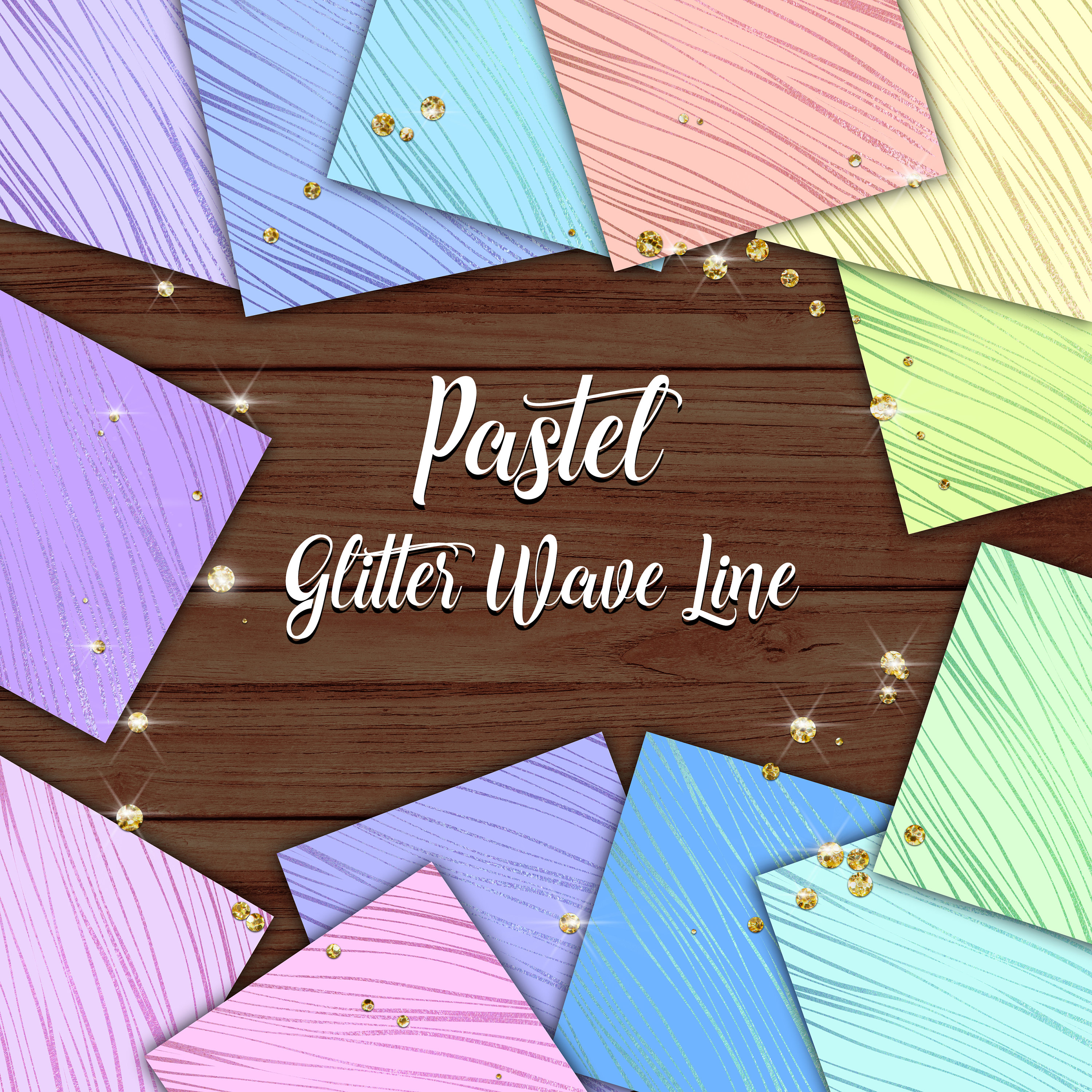 Pastels Glitter Wave Line, Pastel Colors Digital Paper Pack, 30 Papers ...