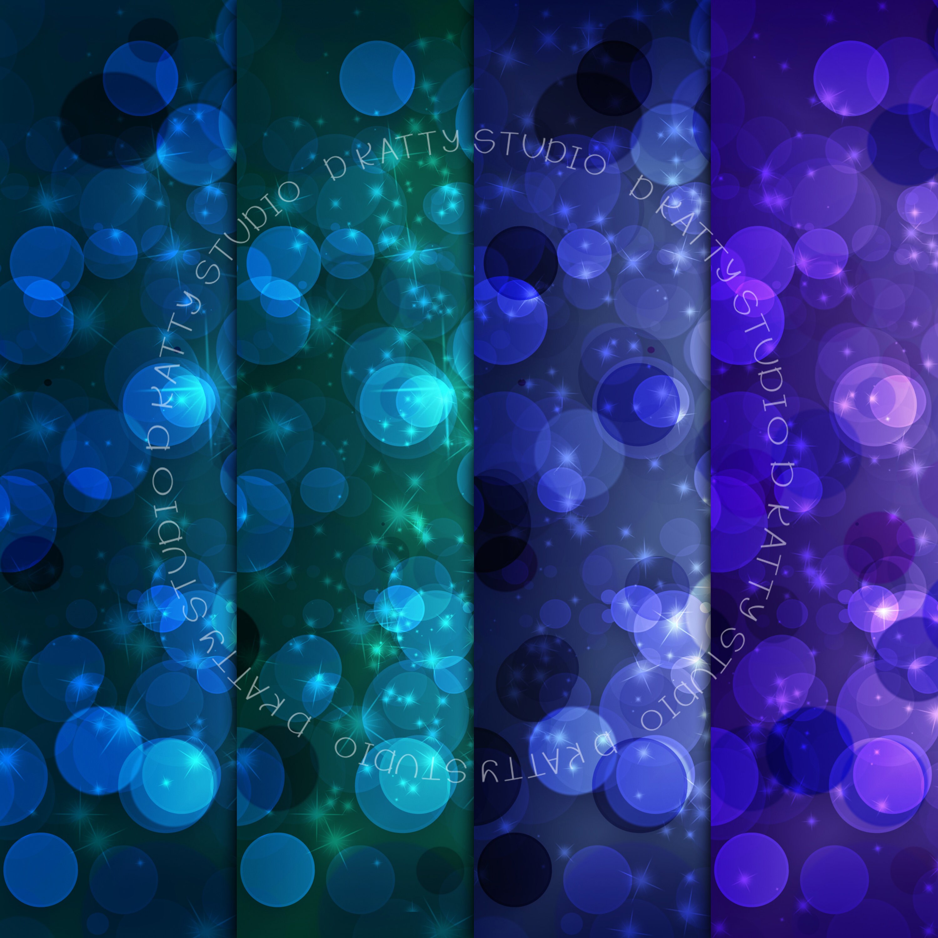 Starry Bokeh Digital Paper, Printable Backgrounds With Colorful ...