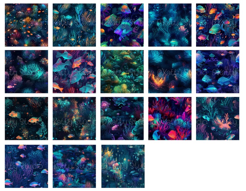 Under the Sea Digital Paper Fantasy Under World Background Paper Pack ...