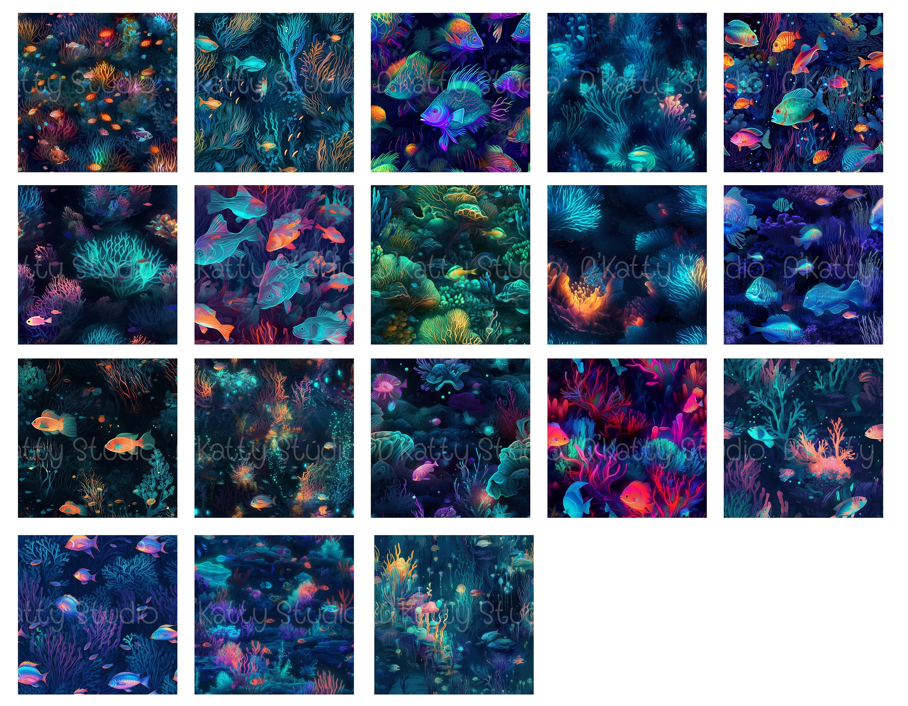 Under the Sea Digital Paper Fantasy Under World Background Paper Pack ...