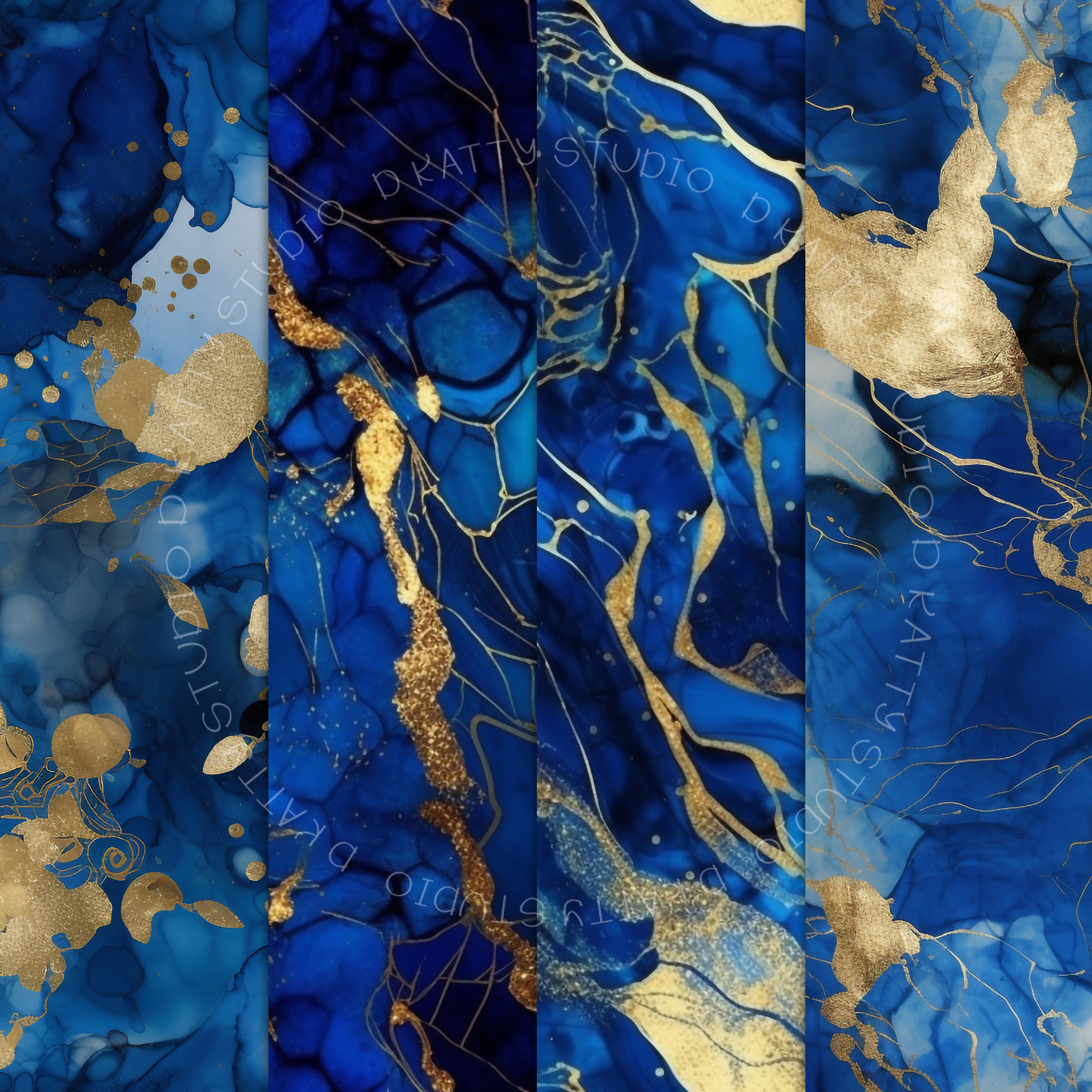 Royal Blue Marble Digital Papers Navy Abstract Seamless Backgrounds ...