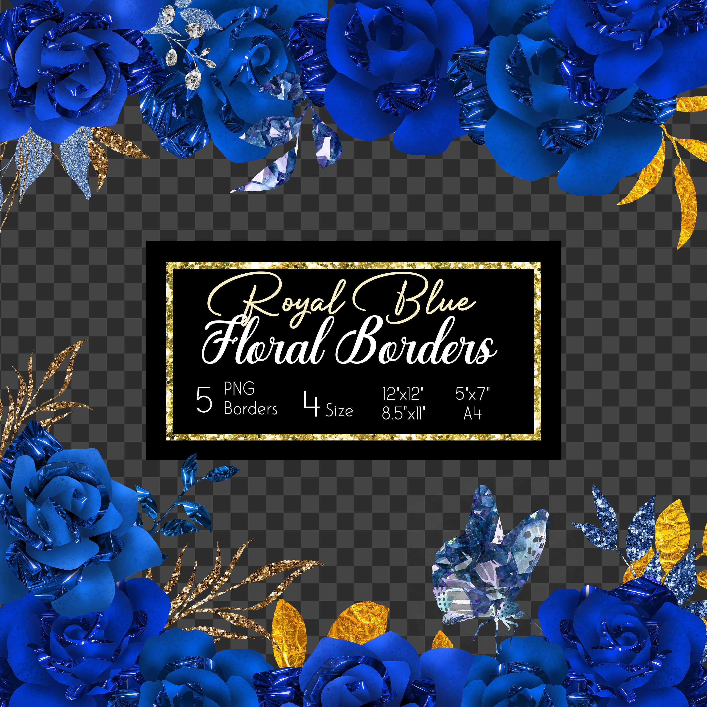 Real Blue Flower Borders