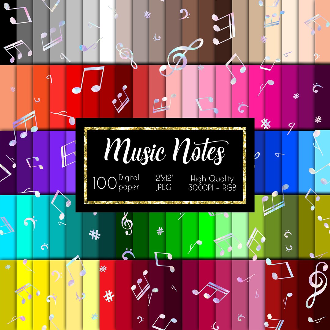 Iridescent Seamless Music Note Digital Papers in 12 X - Etsy