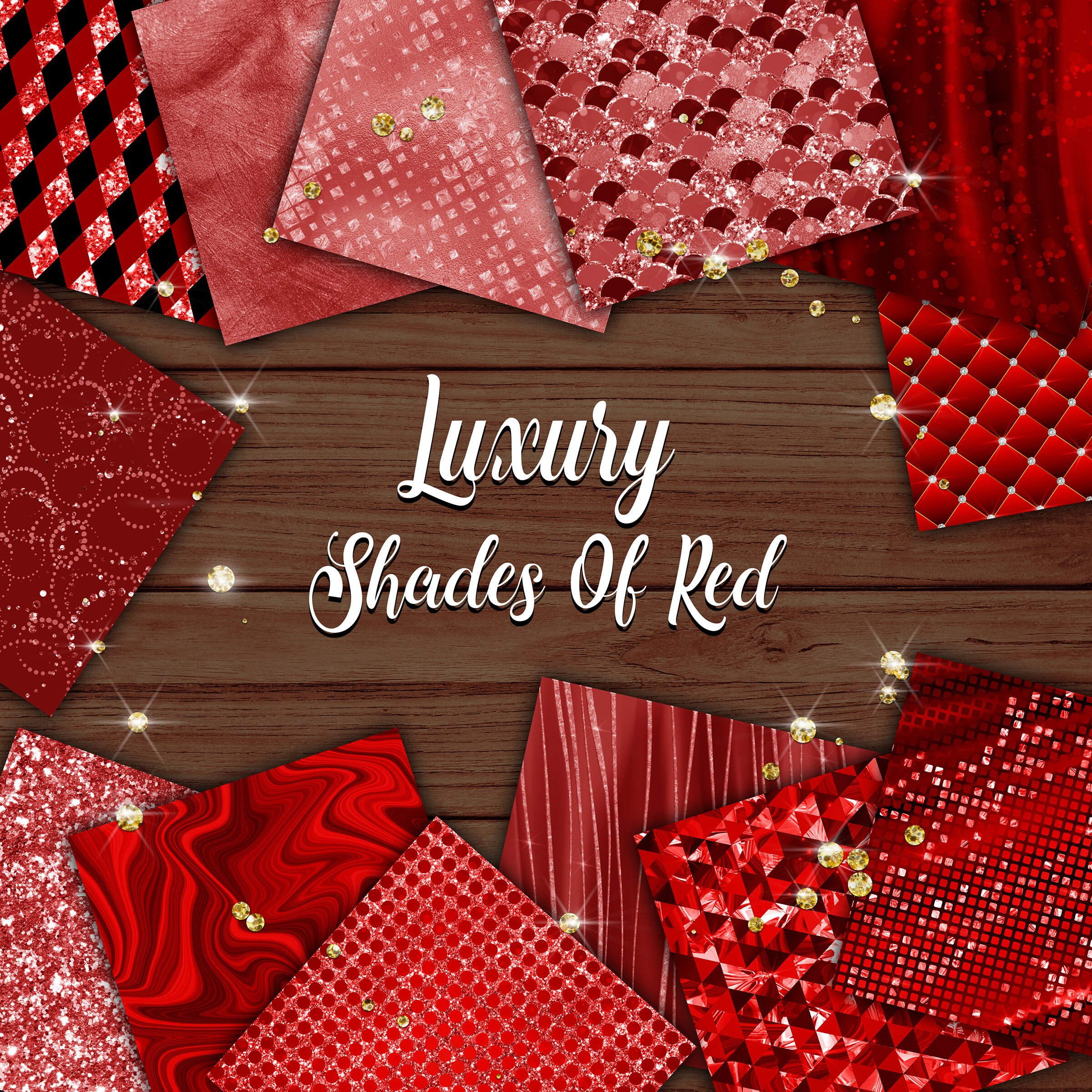 Luxury Shades of Red Digital Paper, Red Glitter Foil, Sequin, Diamond ...
