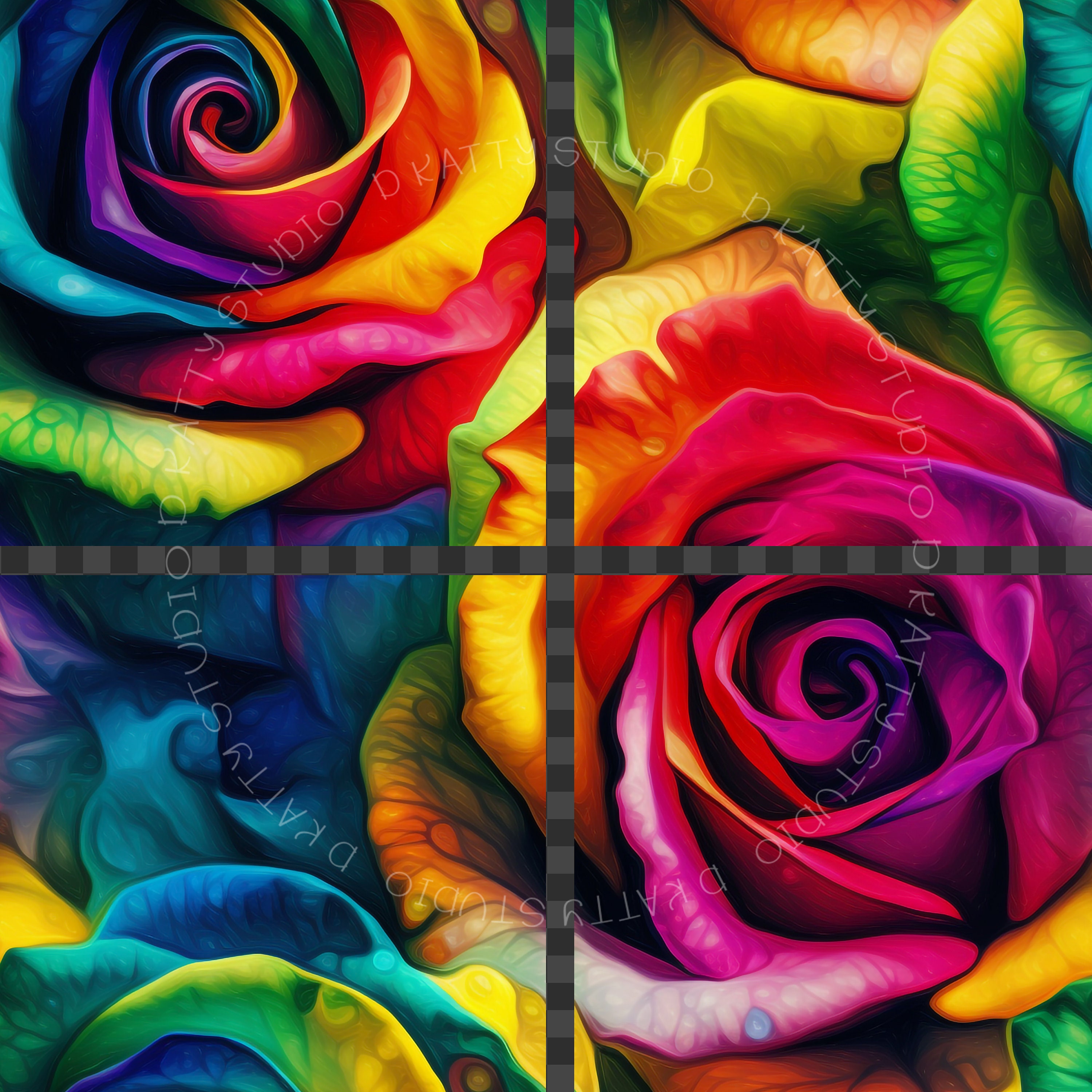 Rainbow Roses Digital Papers Watercolor Rose Seamless - Etsy