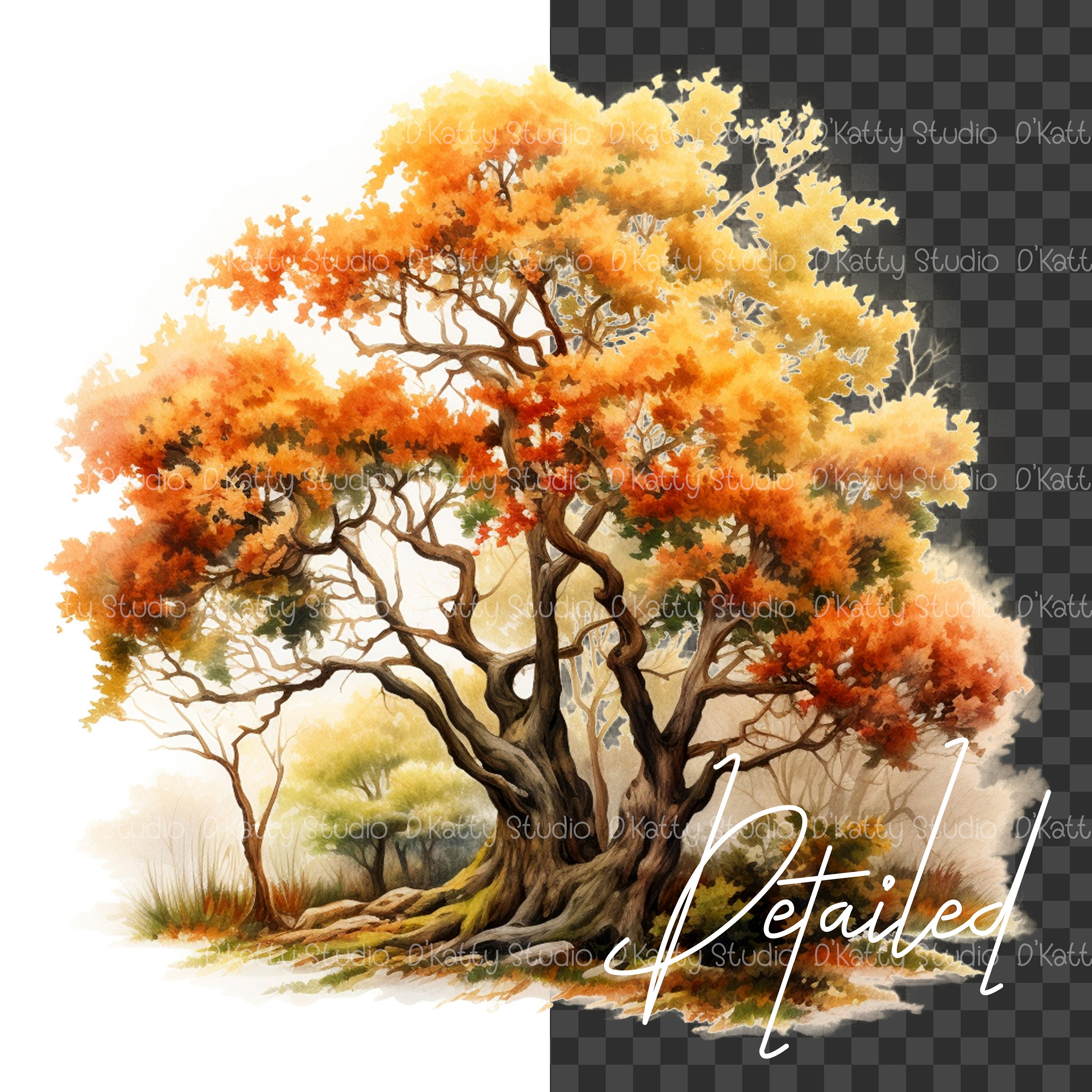 Watercolor Autumn Fall Clipart Transparent Background Fall Leaves ...