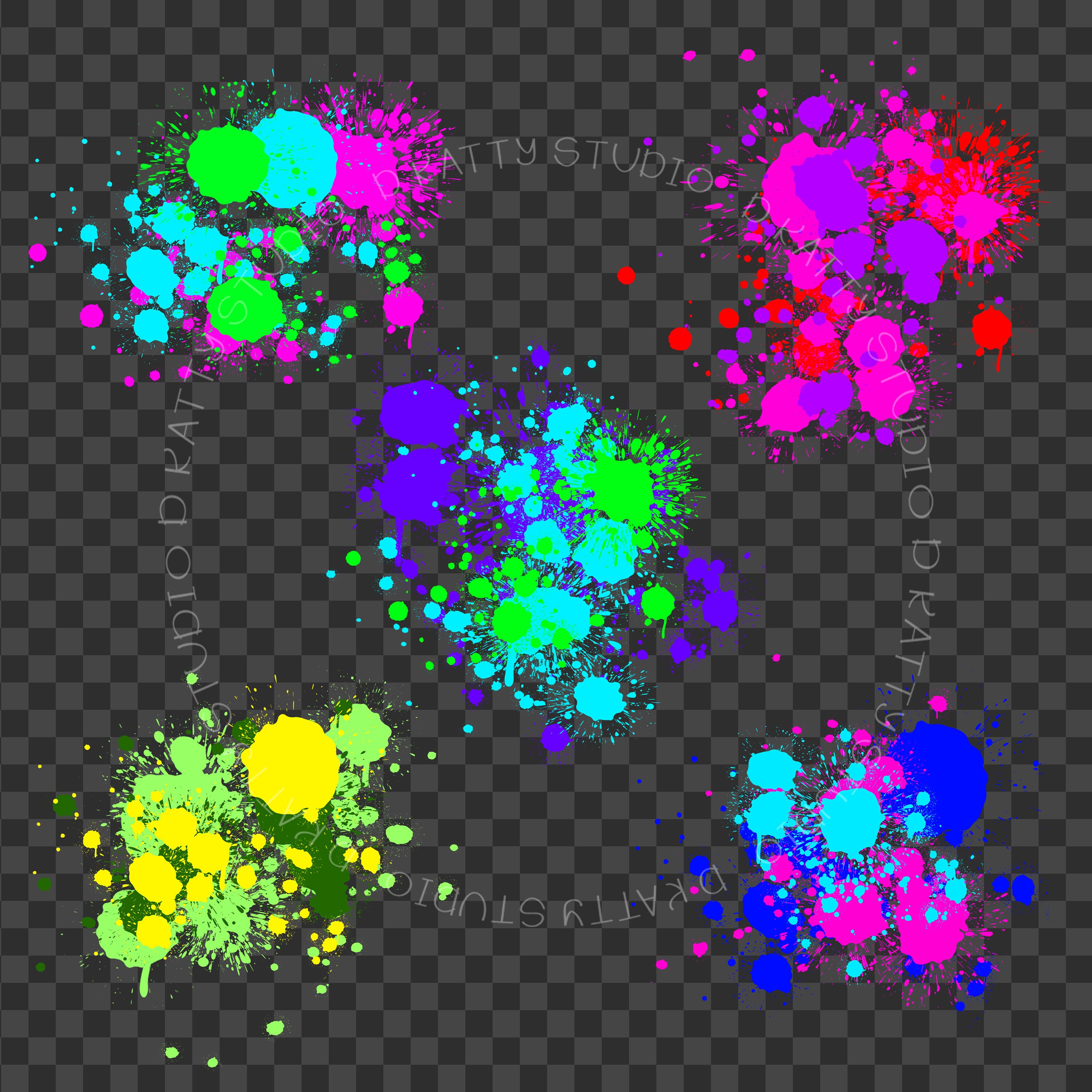 Neon Splash Colors Clipart, Bright Neon Colors Clip Art, Digital Neon ...