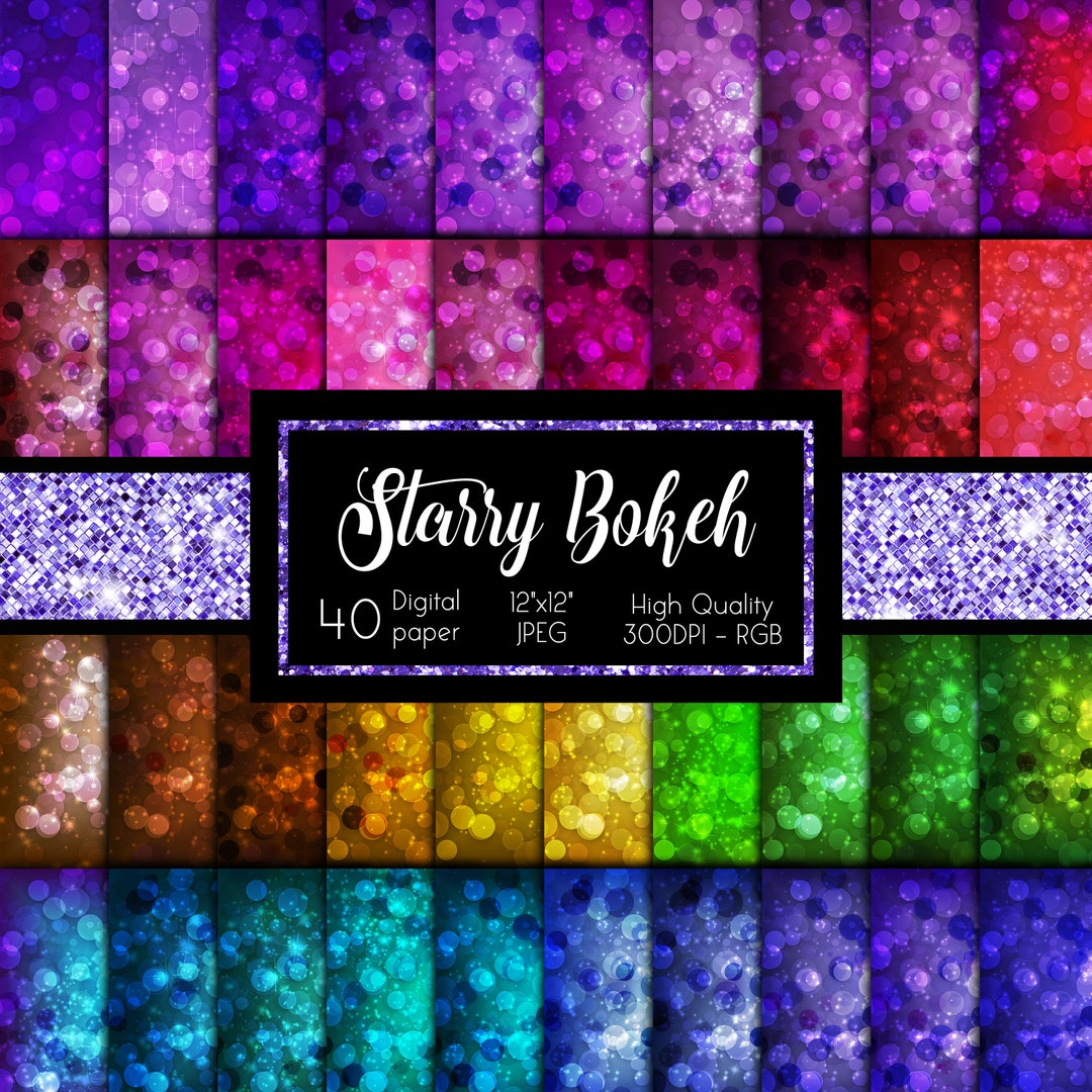 Starry Bokeh Digital Paper, Printable Backgrounds With Colorful ...