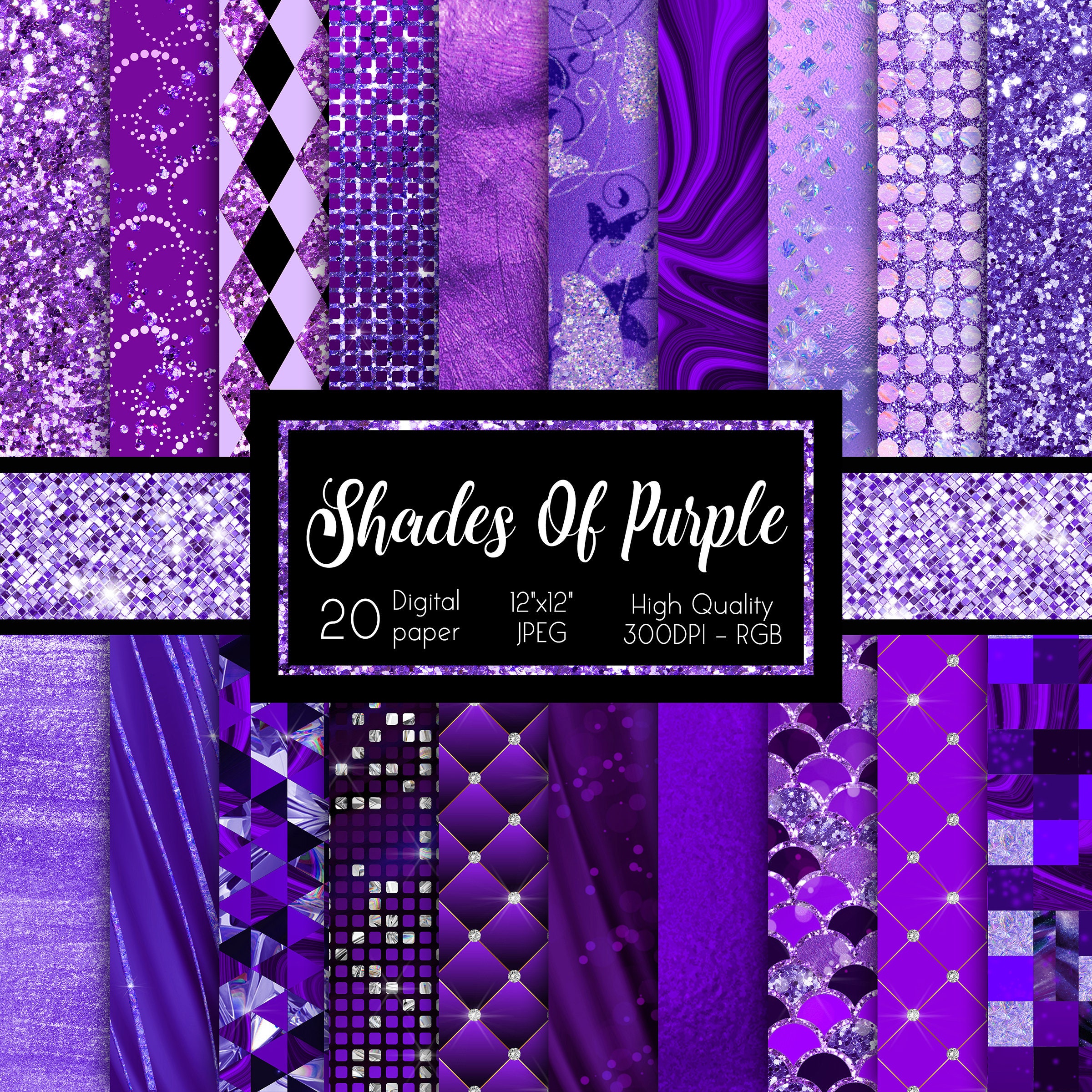 Shades of Purple Luxury Digital Paper, Abstract Texture Scrapbook Paper ...