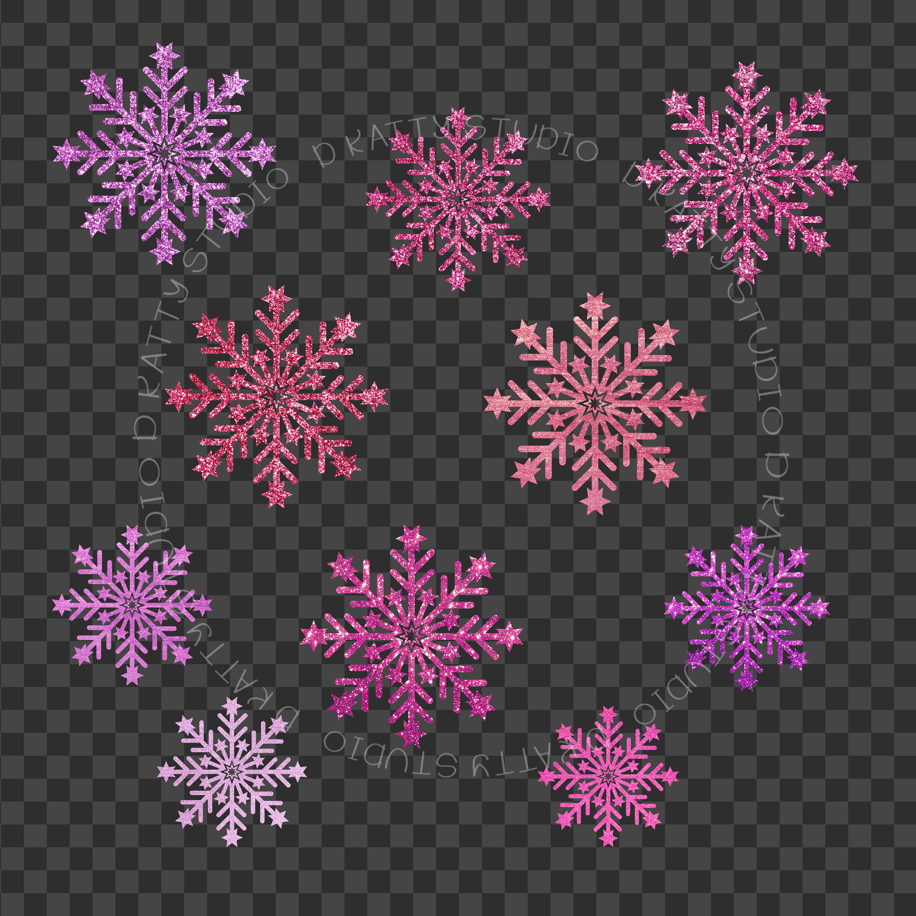 Pink Glitter Snowflakes Clipart Christmas Winter Clipart - Etsy
