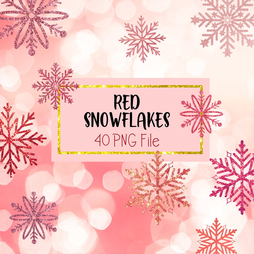 Glitter Red Snowflakes Clipart, Christmas, Winter Clipart PNG, Glittery ...