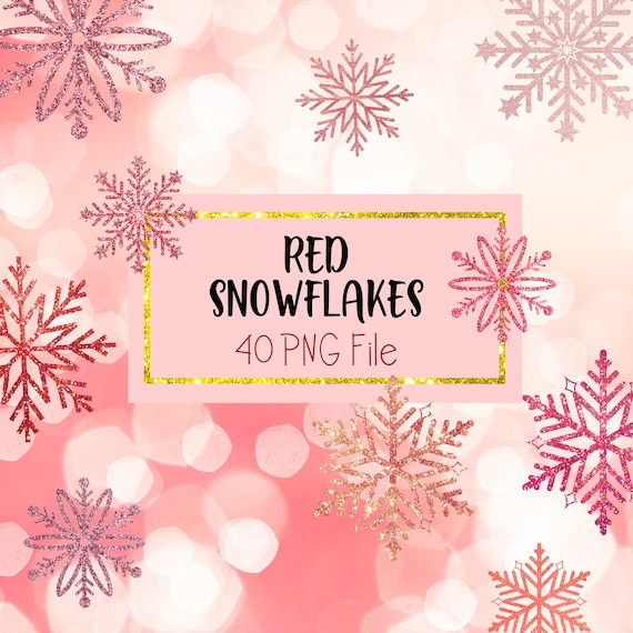 Glitter Red Snowflakes Clipart Christmas Winter Clipart PNG - Etsy