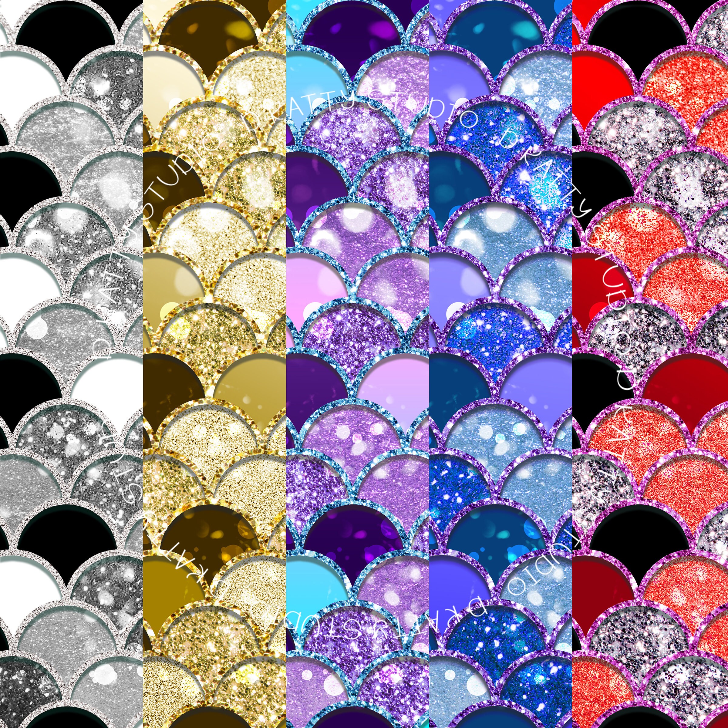 Bokeh Glitter Mermaid Scales Digital Paper, Fish Scale Textures ...