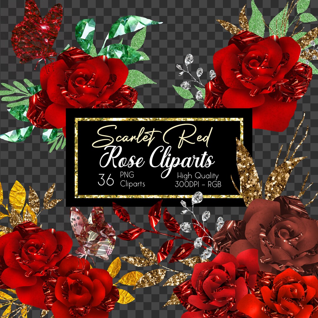 Floral Overlays for Invitations Scarlet Red Rose Wedding - Etsy
