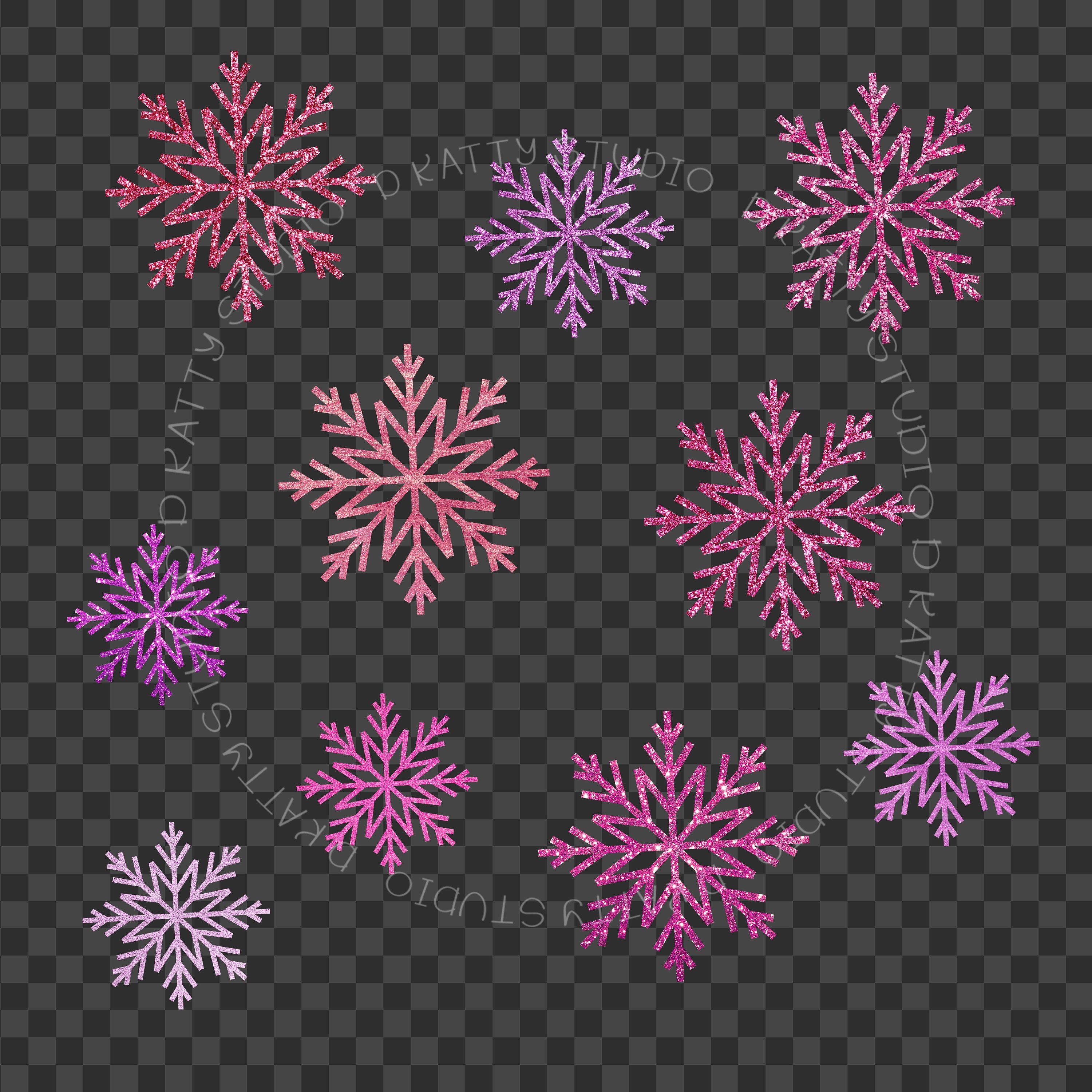 Pink Glitter Snowflakes Clipart Christmas Winter Clipart - Etsy