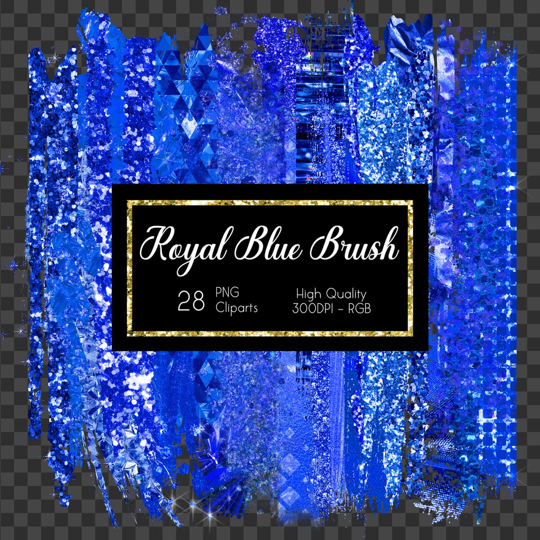 Royal Blue Glitter Brush Strokes Clipart With Foil and Glam Texture ...