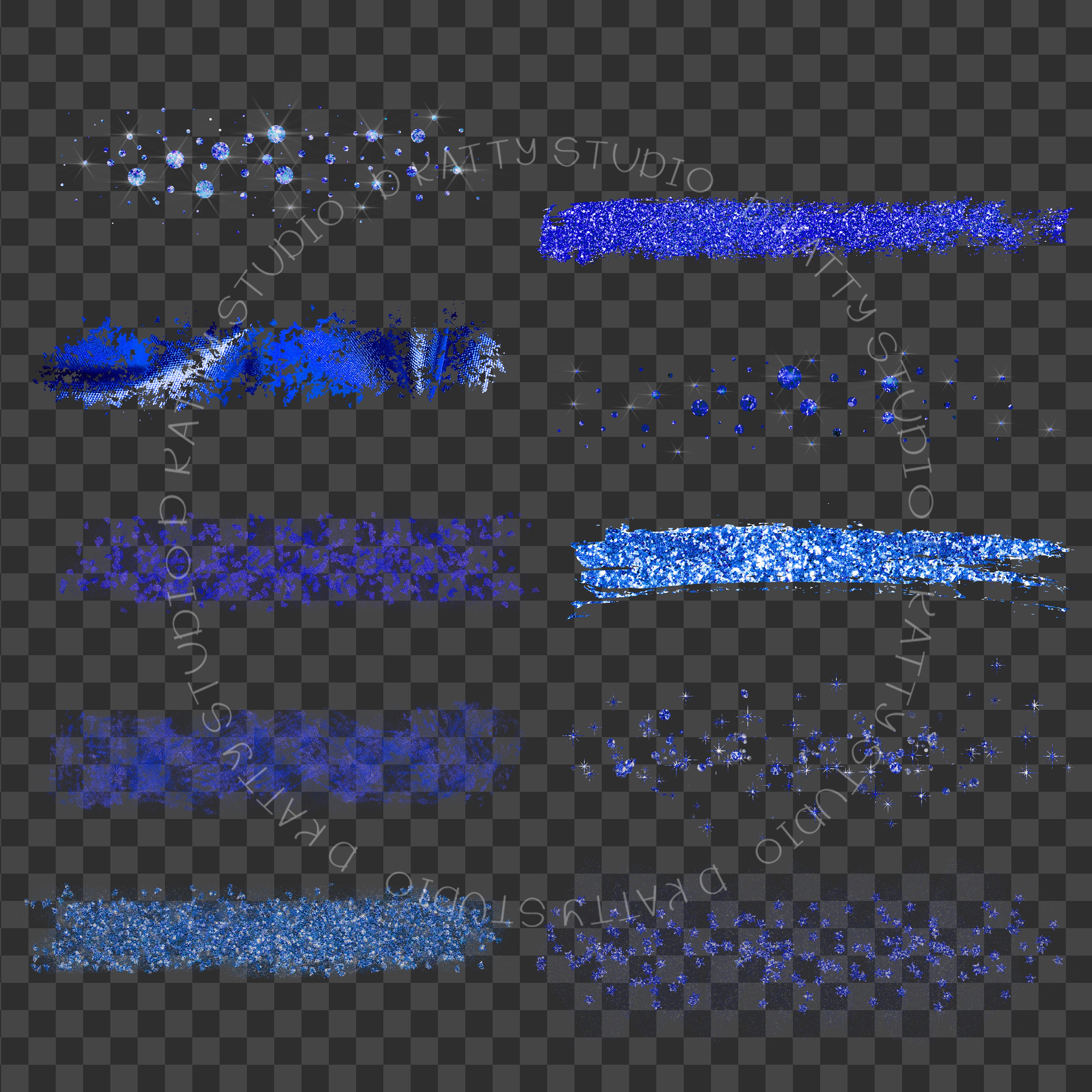 Royal Blue Glitter Brush Strokes Clipart With Foil and Glam Texture ...