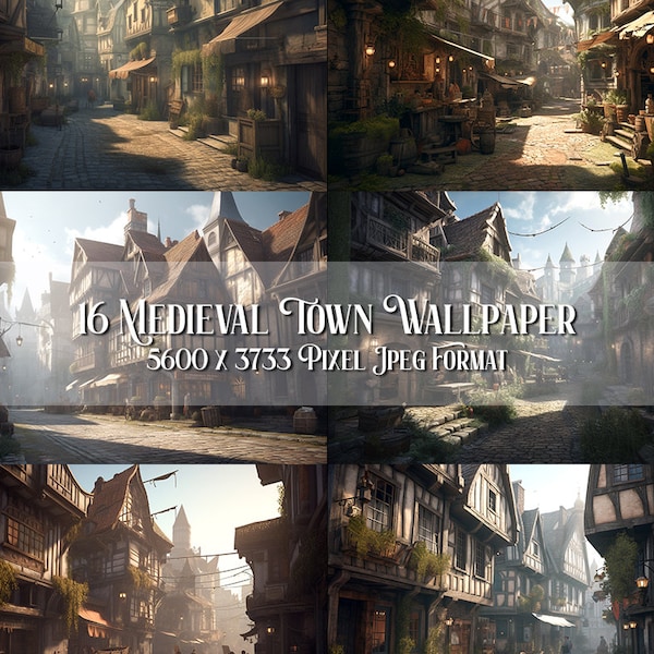 Medieval Town Background - Etsy