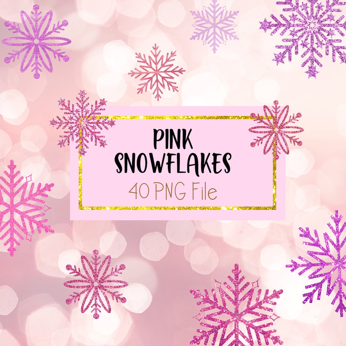 Pink Glitter Snowflakes Clipart Christmas Winter Clipart - Etsy