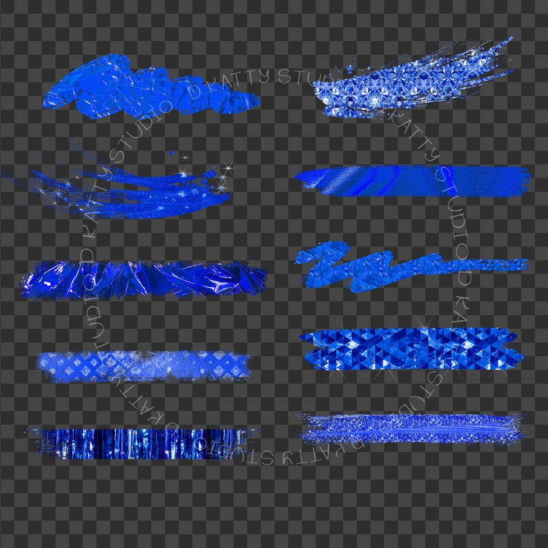 Royal Blue Glitter Brush Strokes Clipart With Foil and Glam Texture ...