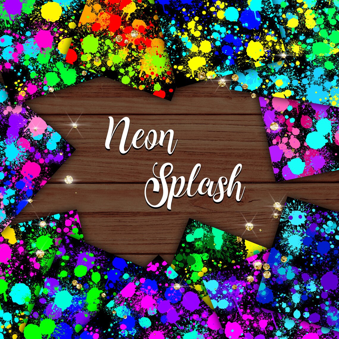 Neon Splash Colors Digital Paper Pack Bright Colors Scrapbook - Etsy