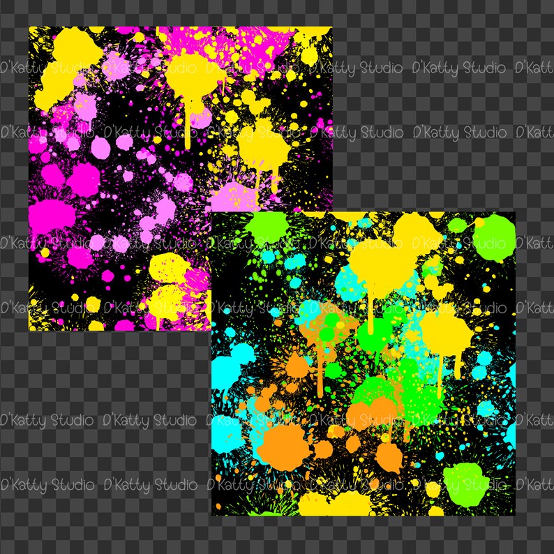 Neon Splash Seamless Colors Digital Paper Pack, Bright Colors Scrapbook ...