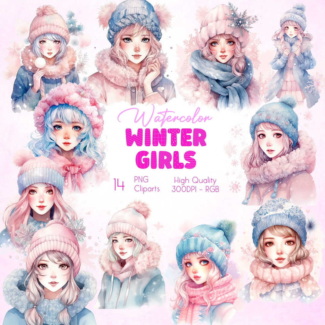 Winter Girl Portrait Clipart Transparent Background Watercolor ...